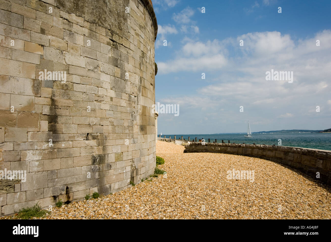 Hurst Castle situated at the seaward end of a shingle spit that extends ...