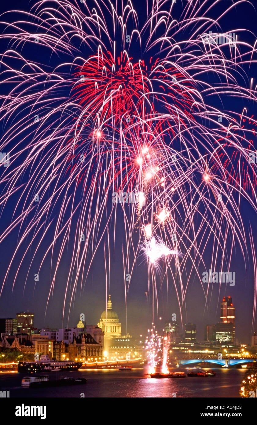 Fireworks over River Thames, London, England, UK Stock Photo - Alamy