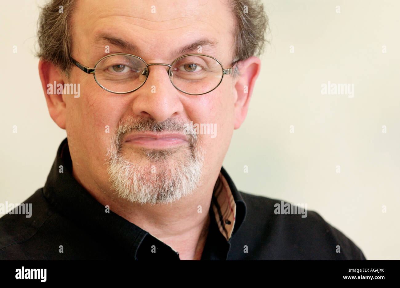 Salman Rushdie Anglo Indian novelist, author, writer pictured at Hay ...