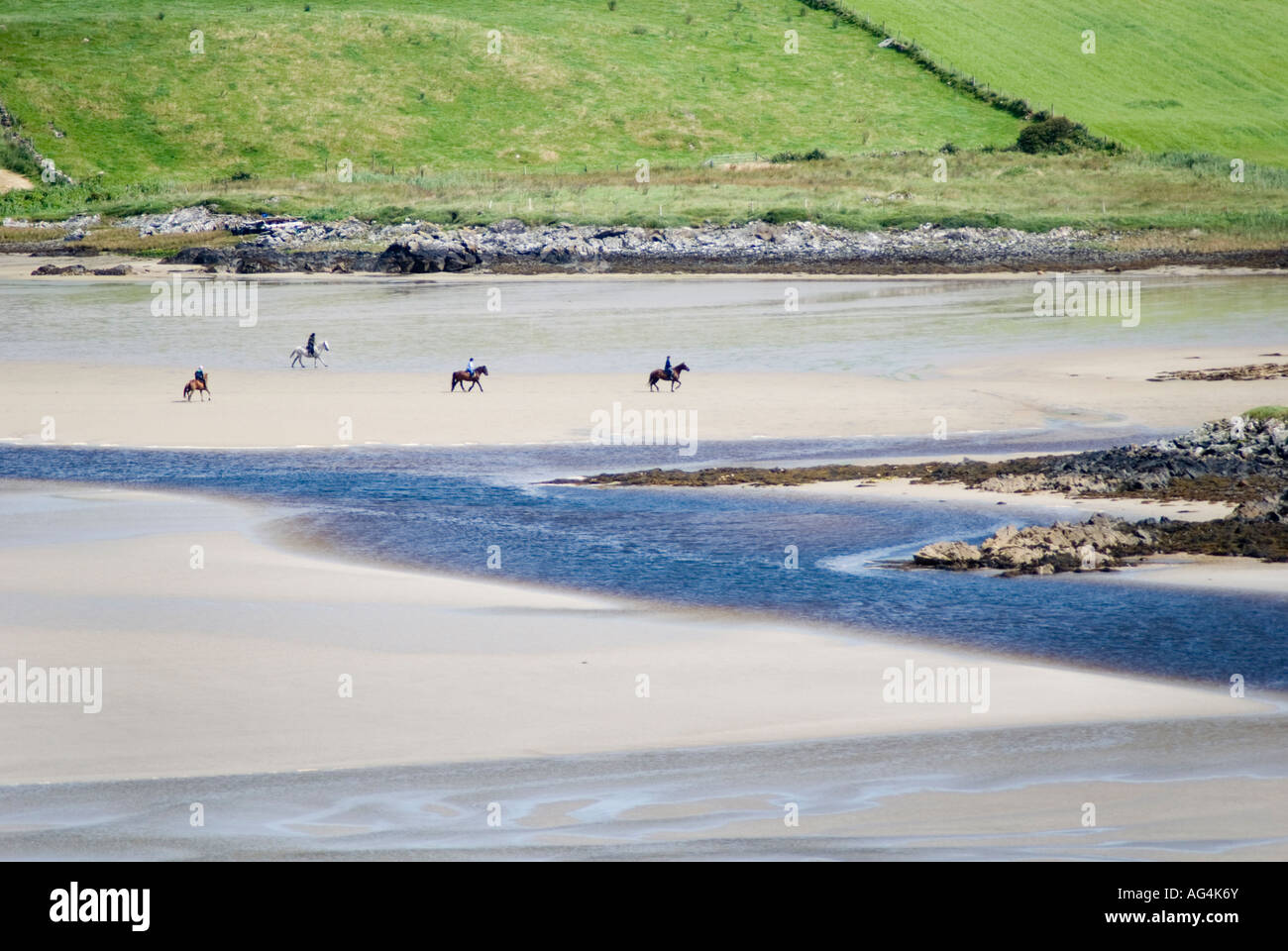 Loughros Point Ardara County Donegal Ireland Horse riding on the beach ...