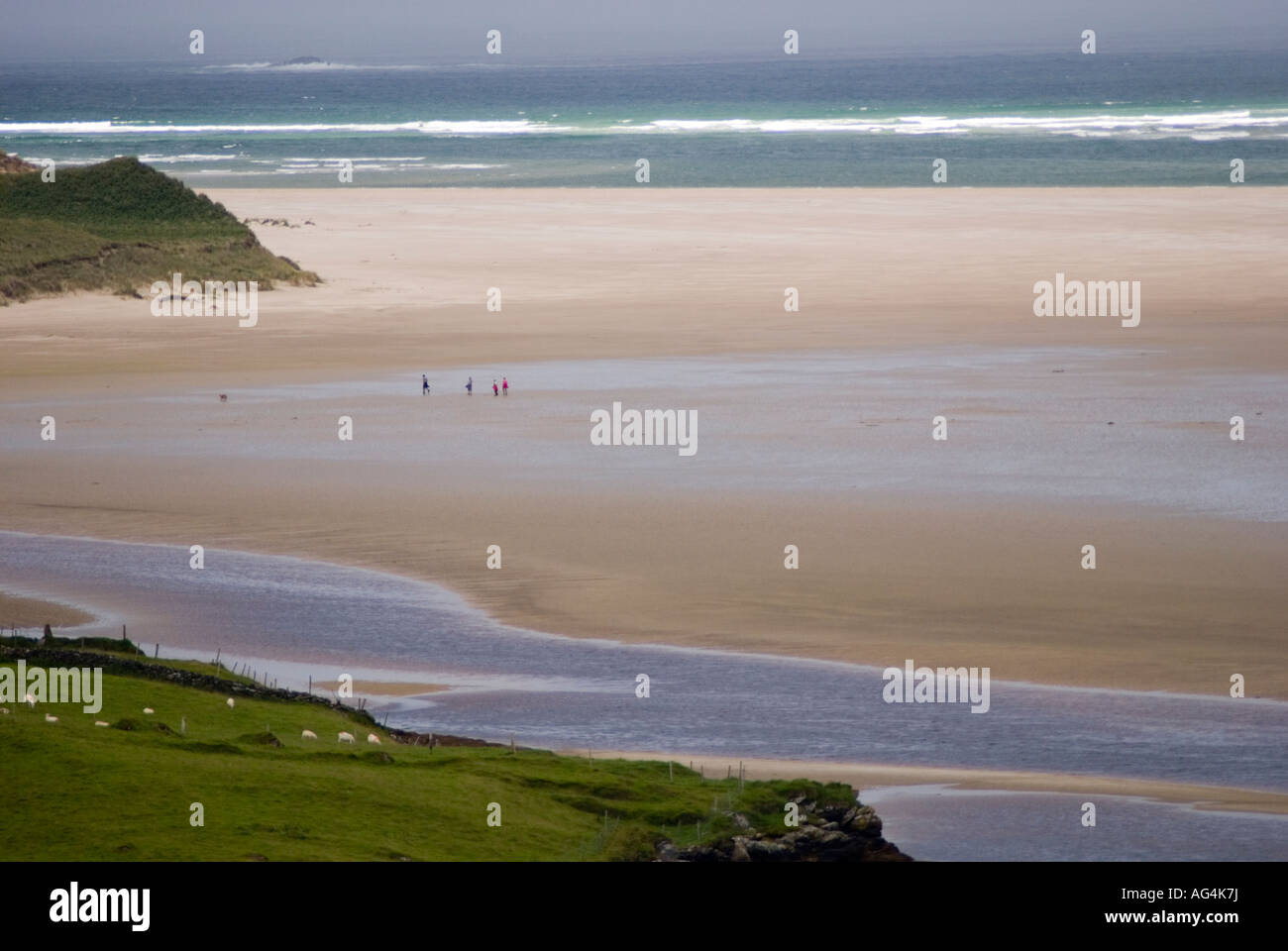 Maghera beach Ardara County Donegal Ireland People walk on the strand ...
