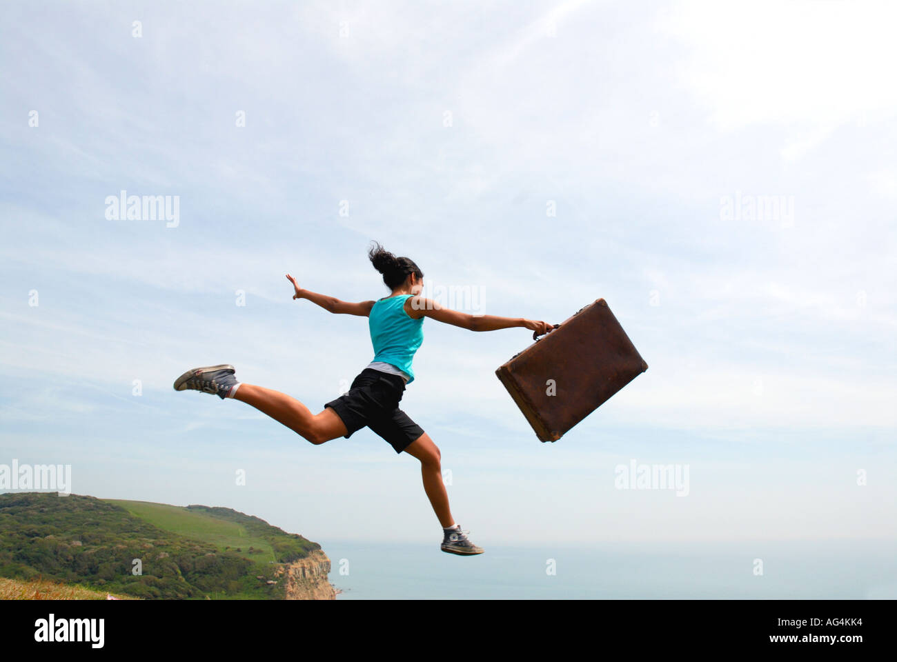 One woman leaping gap hi-res stock photography and images - Alamy