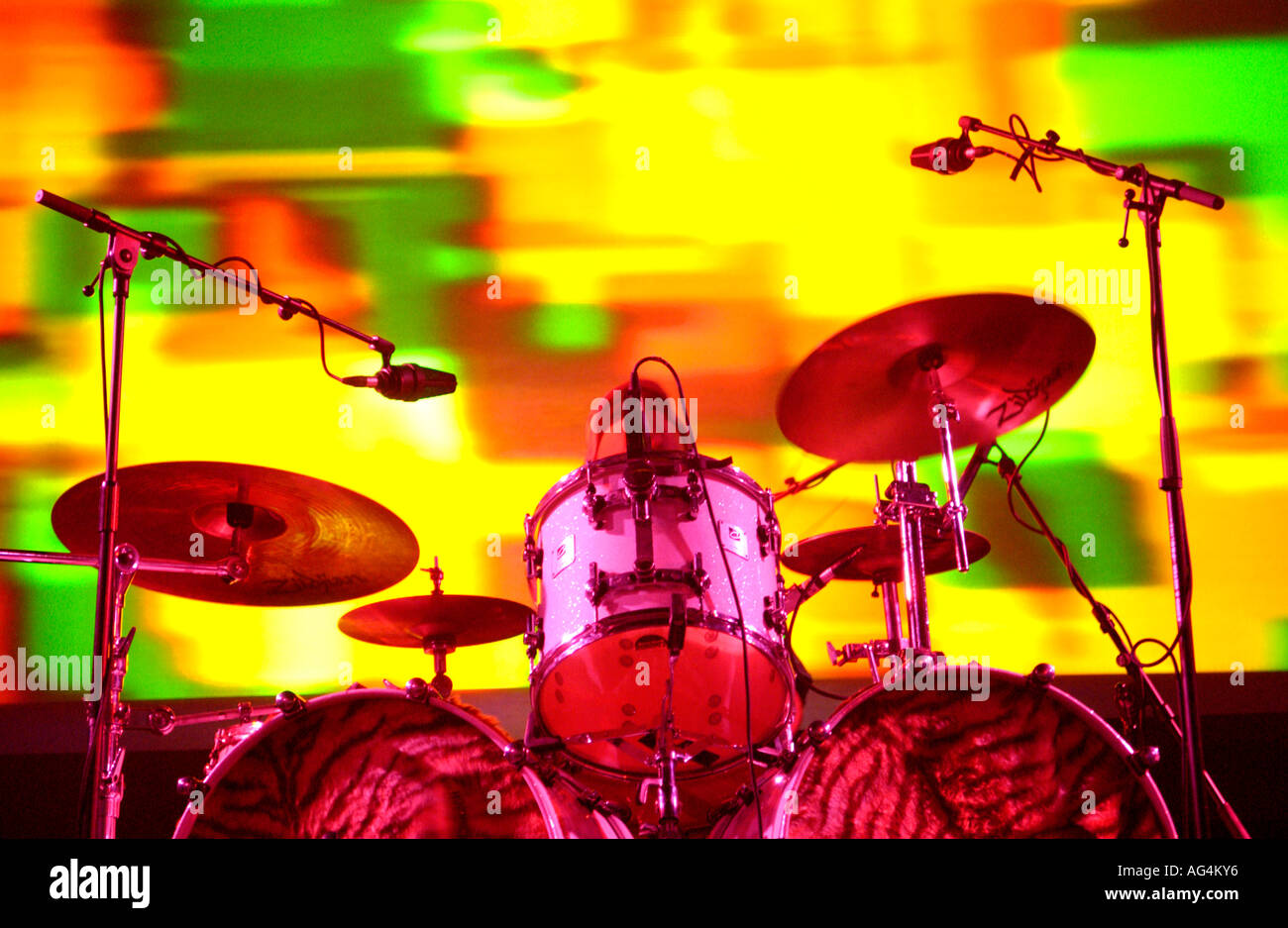 Drummer with Welsh rock band Super Furry Animals perform on stage at ...