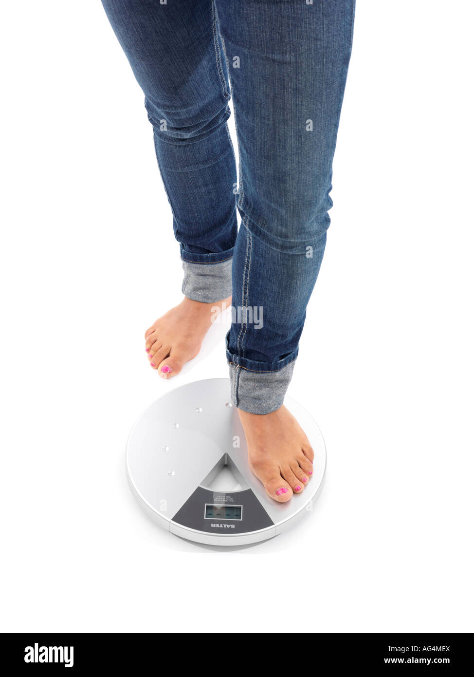 Woman Using Scales Model Released Stock Photo - Alamy
