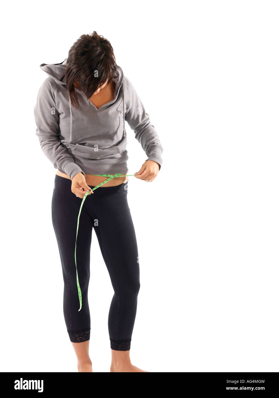 Woman Measuring Waist Model Released Stock Photo - Alamy