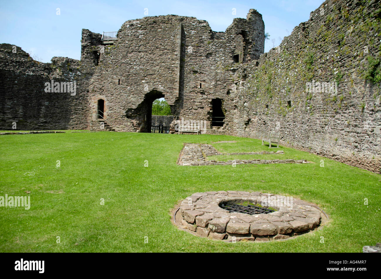 View over water well in inner ward of White Castle originally a Norman ...