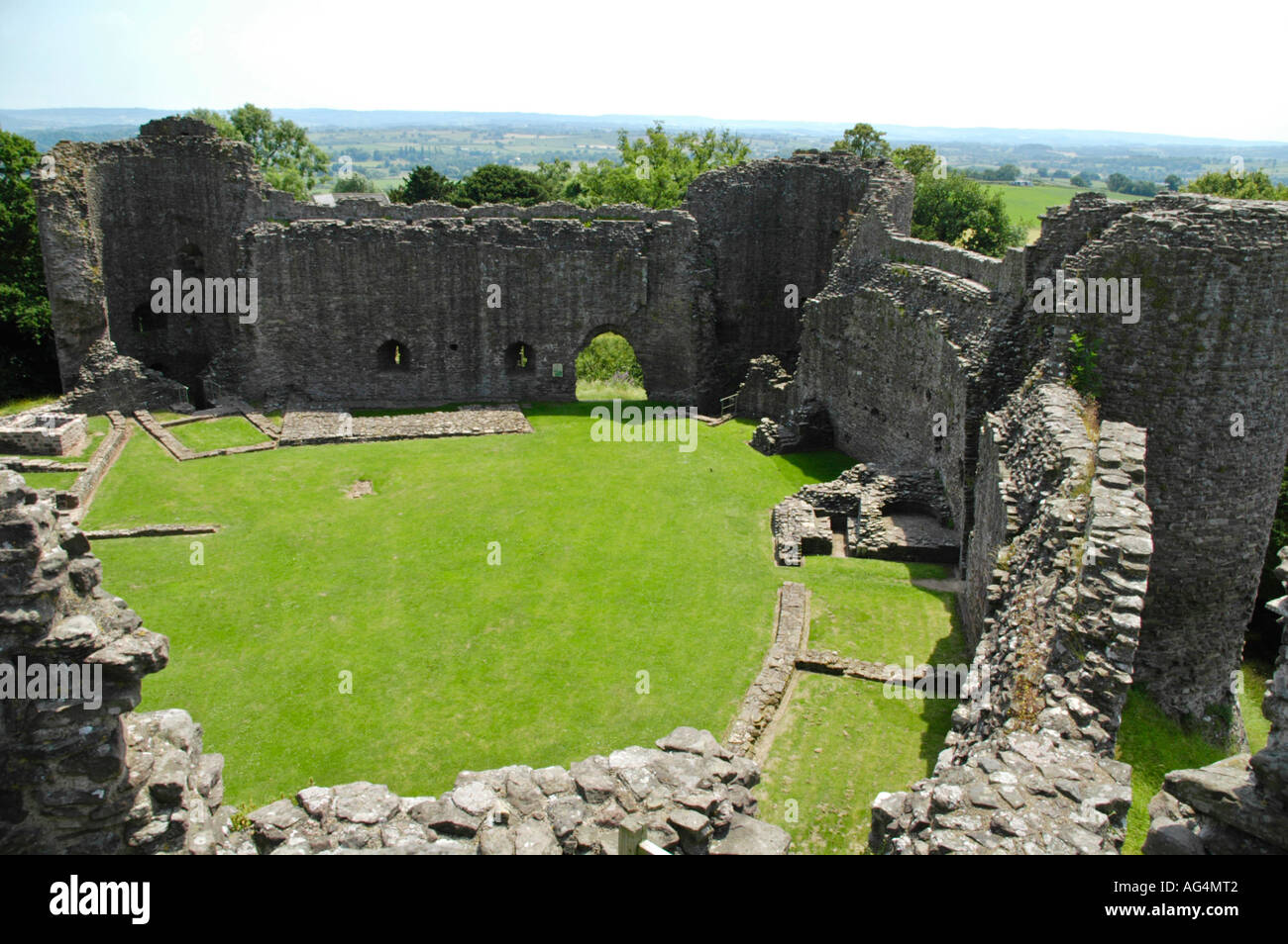 View over inner ward of White Castle originally a Norman motte and ...