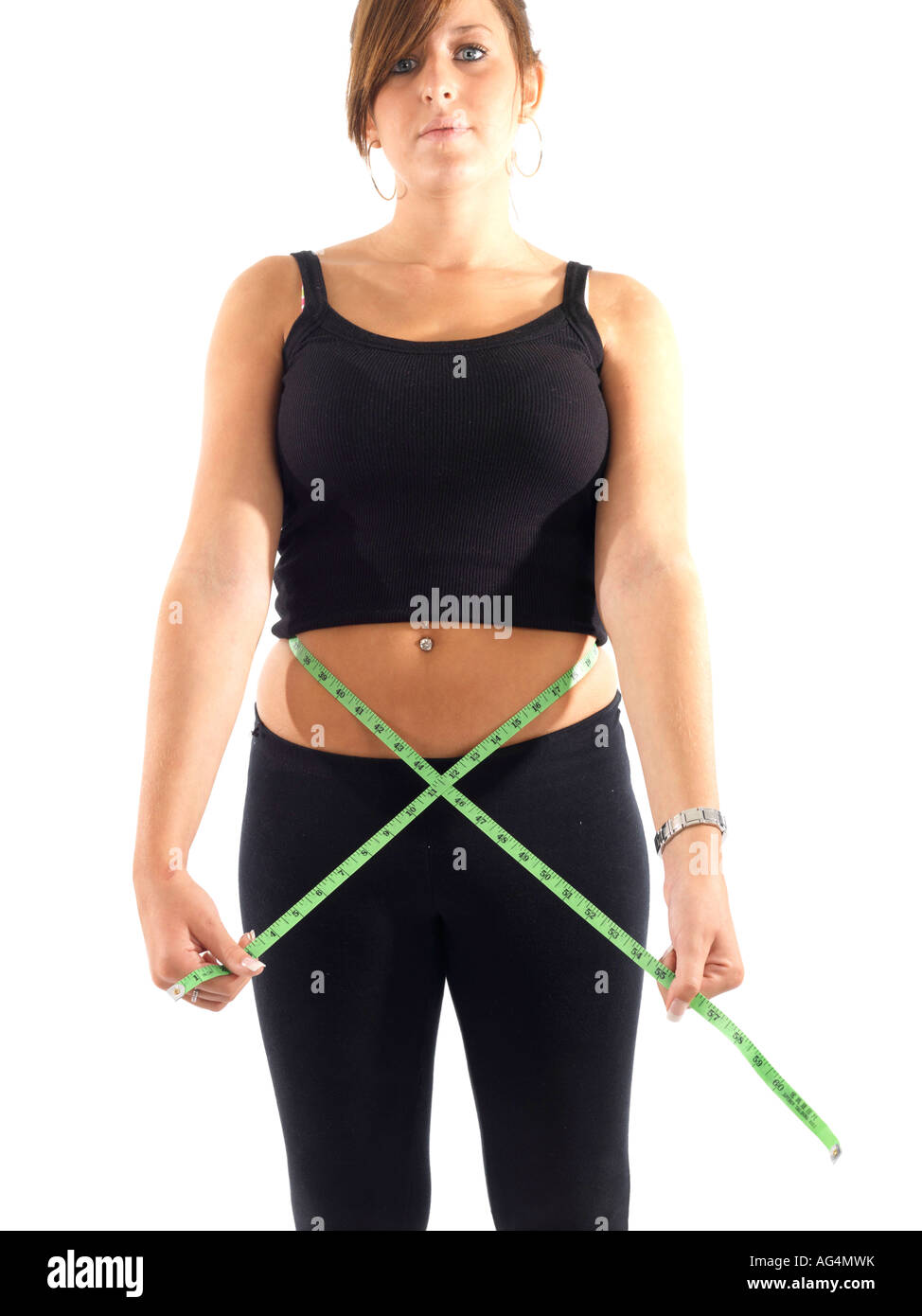 Woman Measuring Waist Model Released Stock Photo - Alamy