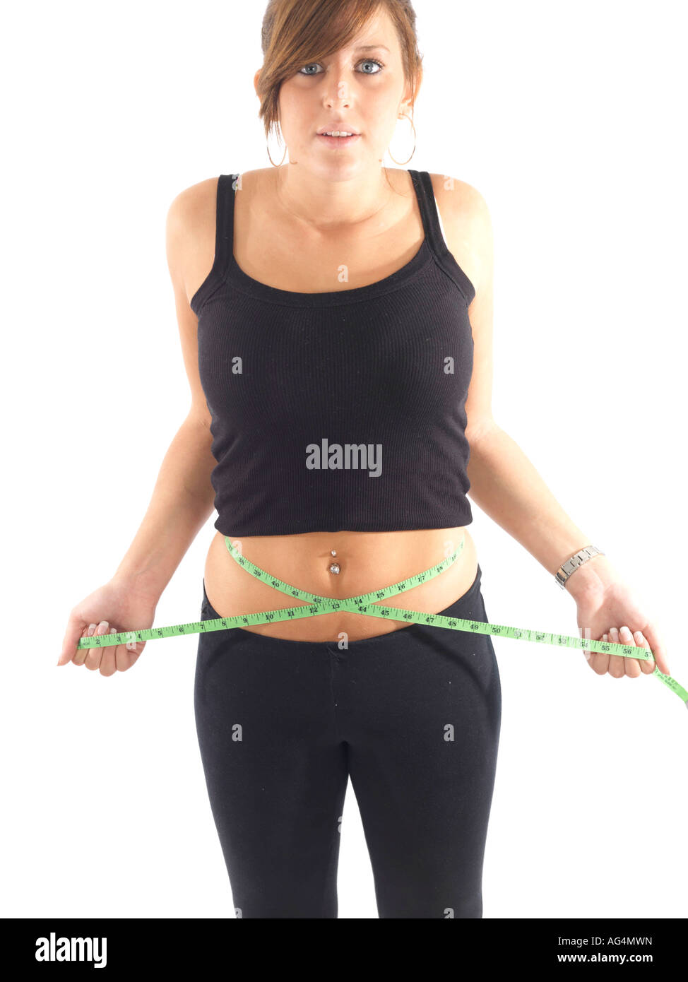 Woman Measuring Waist Model Released Stock Photo - Alamy