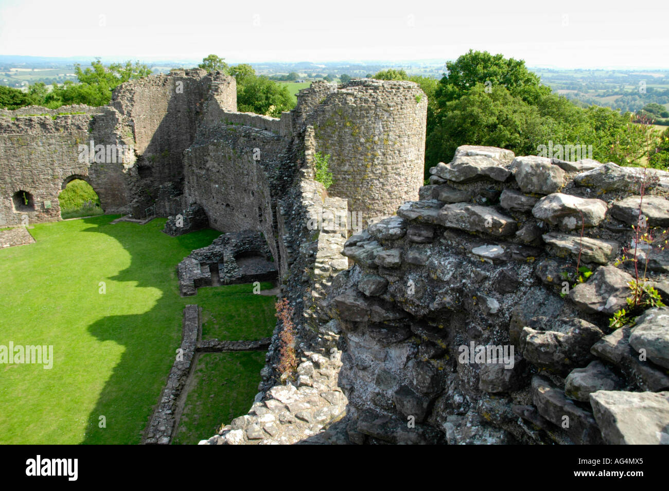 View over inner ward of White Castle originally a Norman motte and ...