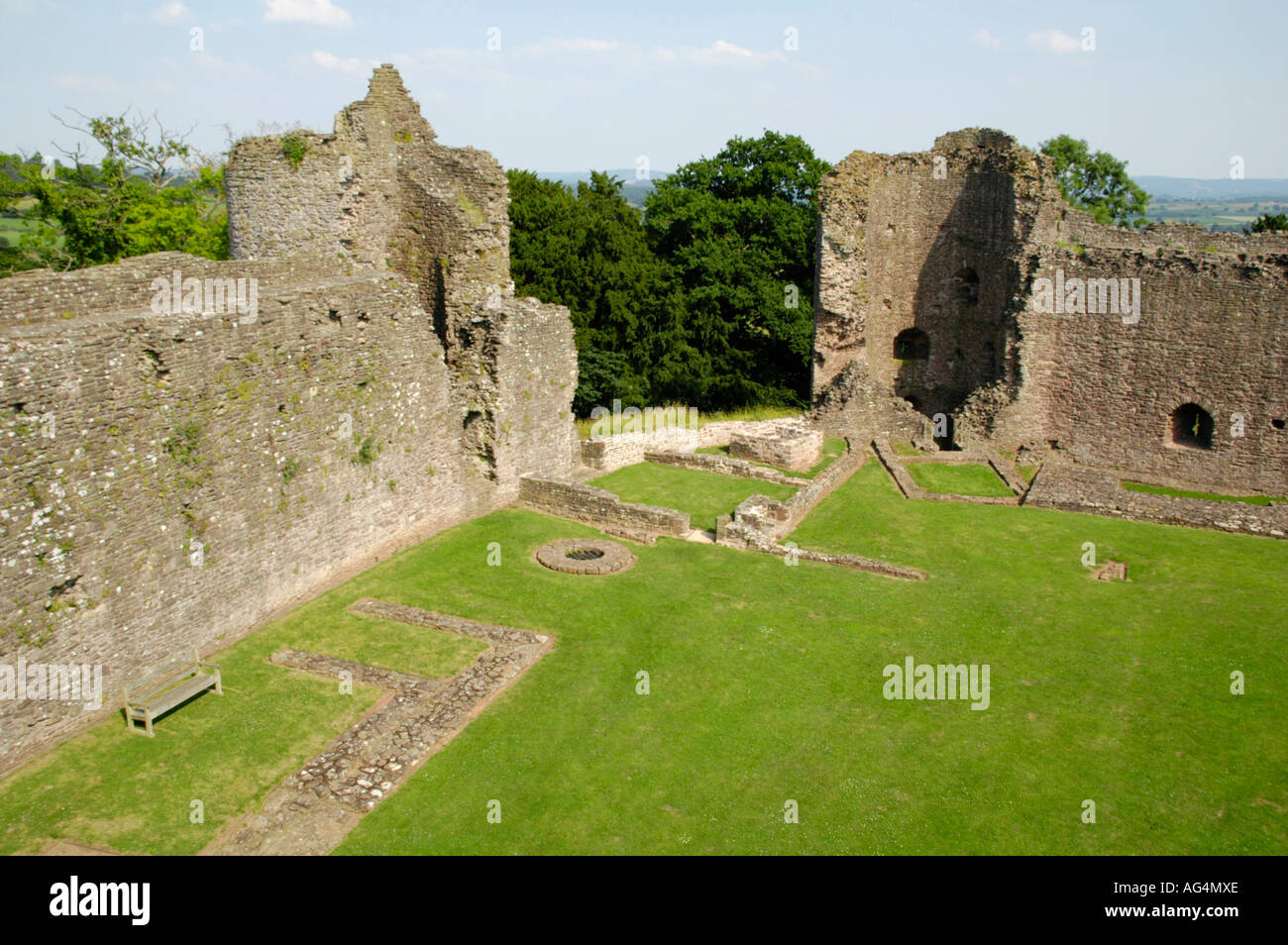View over inner ward of White Castle originally a Norman motte and ...