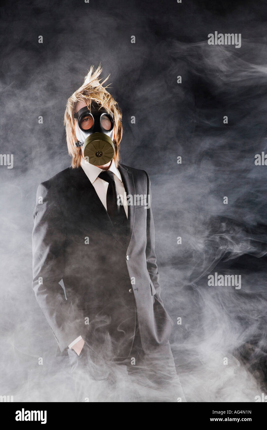 Man wearing a gas mask Stock Photo - Alamy