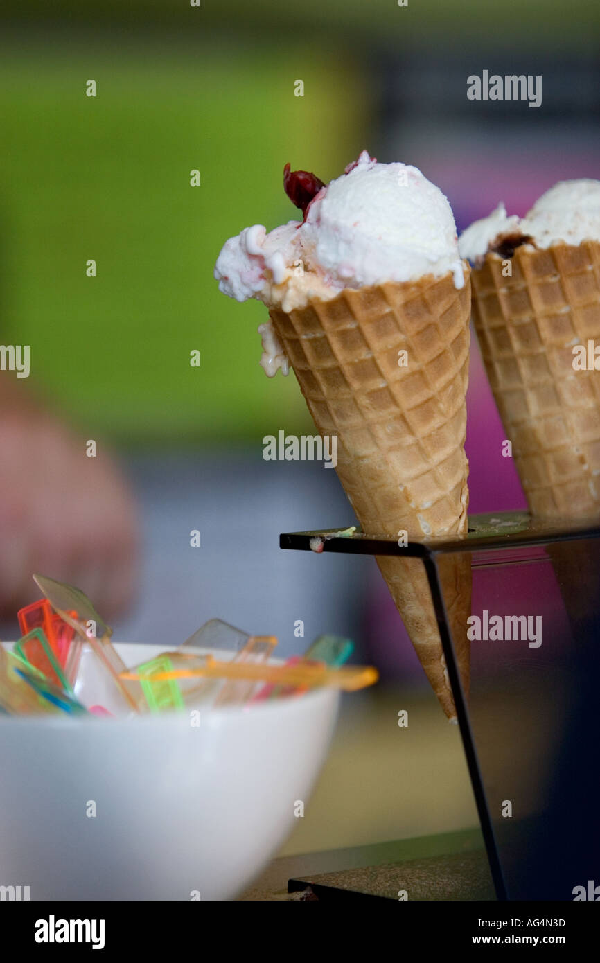 Germany Hamburg St Pauli Ice cream at Sehr Schmexk Cafe on Marktstrasse ...