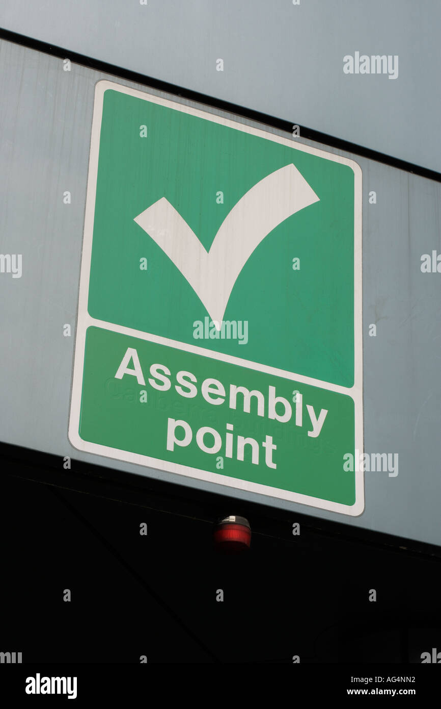 Assembly point sign Stock Photo - Alamy