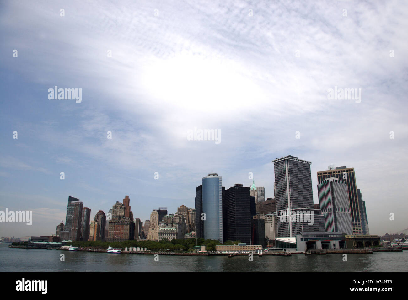 View of Lower Manhattan New York from the Statton Island ferry Stock ...