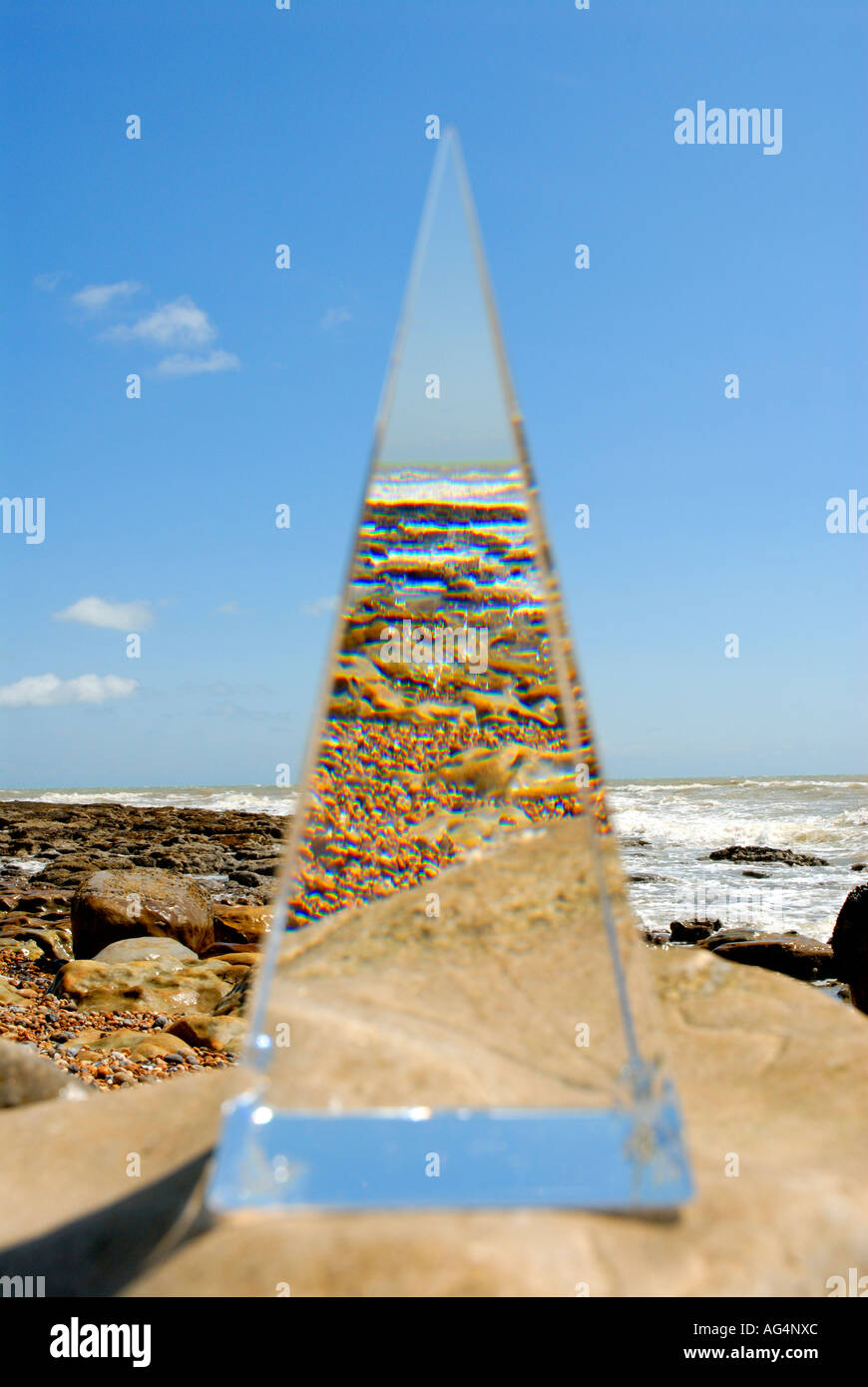 Glass pyramid on seashore beach Stock Photo - Alamy