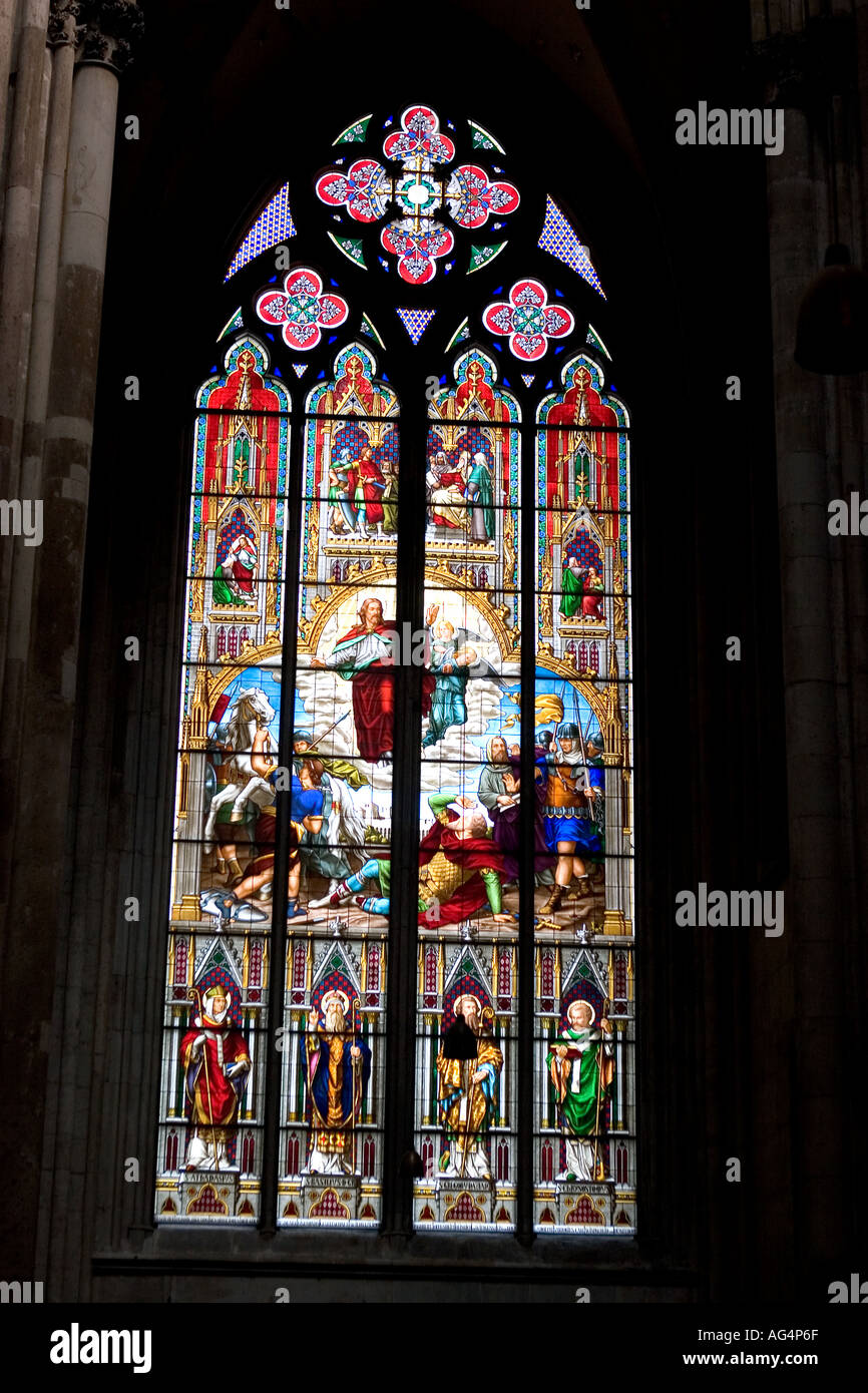 Cologne cathedral stained glass window north hi-res stock photography ...