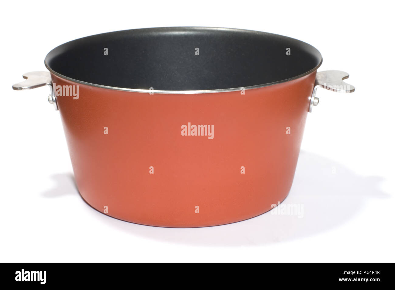 series object on white kitchen utensil red pan Stock Photo - Alamy