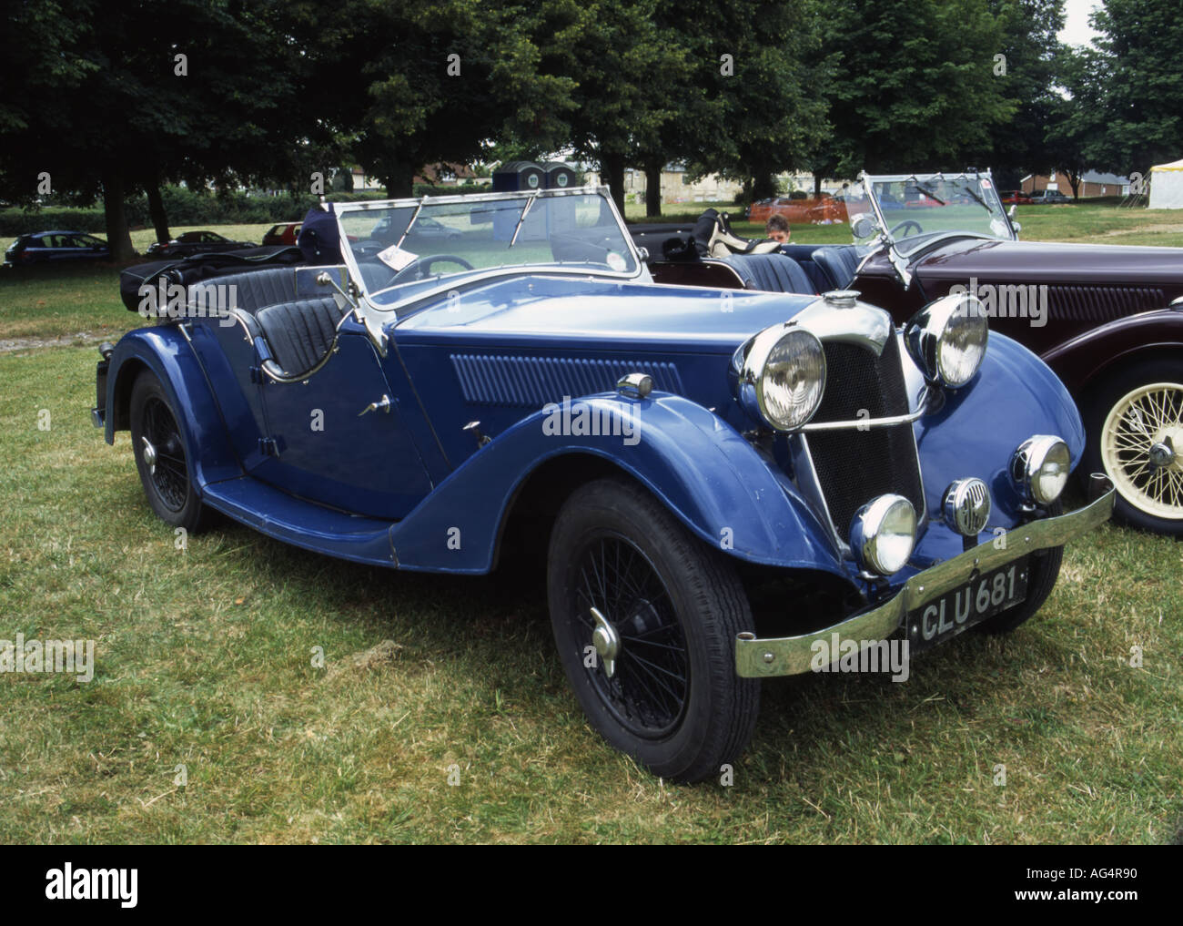 1936 Vintage Riley Lynx 12 4 sports convertible car Blue Stock Photo ...