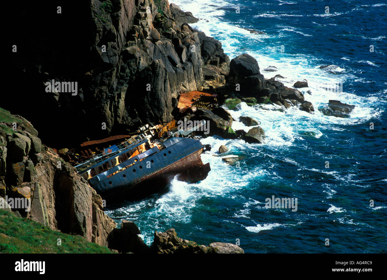Shipwreck Lands End Cornwall England Stock Photo - Alamy