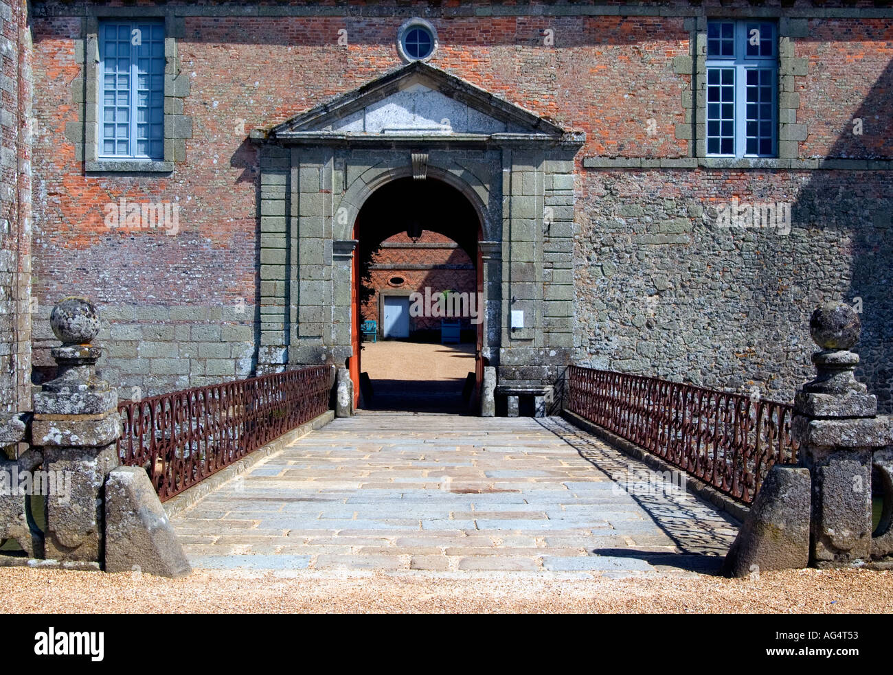 Front entrance to the Chateau de Carrouges in southern Normandy France ...