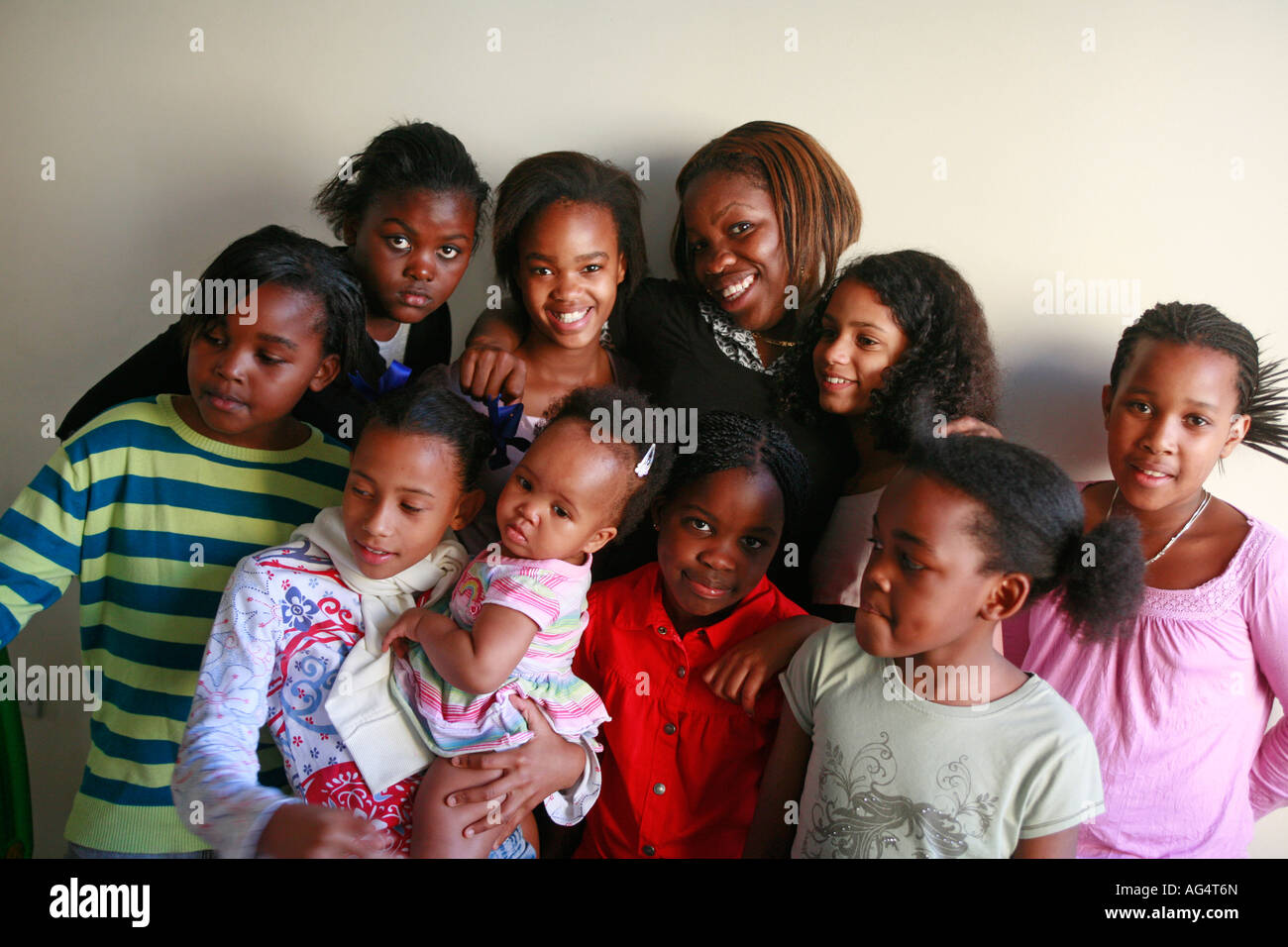 united kingdom london a family group of young black and mixed race kids ...