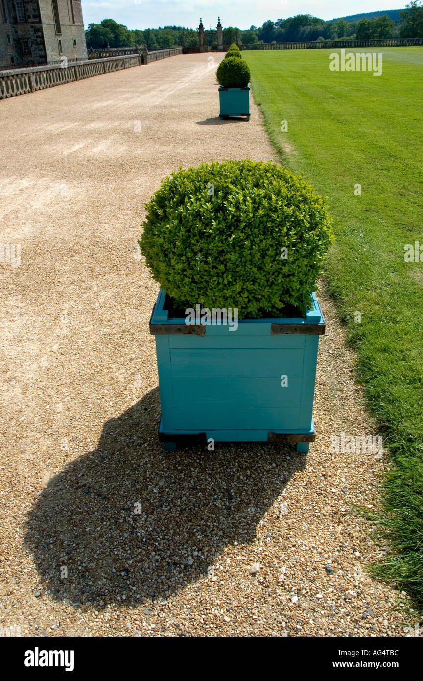Planters at Chateau de Carrouges in southern Normandy France Stock ...
