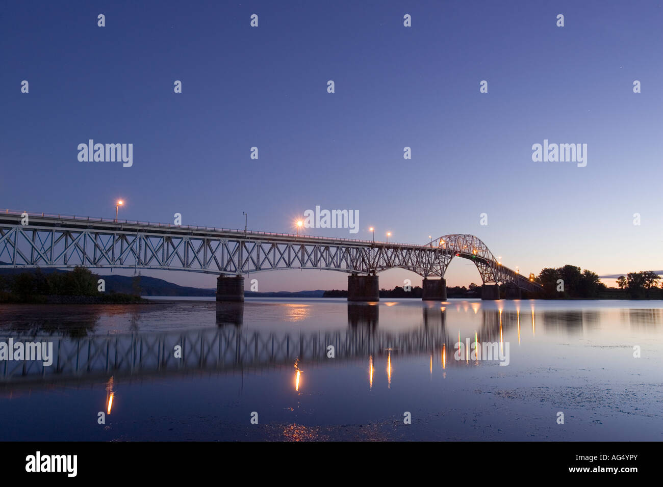 Crown Point Bridge over Lake Champlain, Addison County, Vermont. Image ...