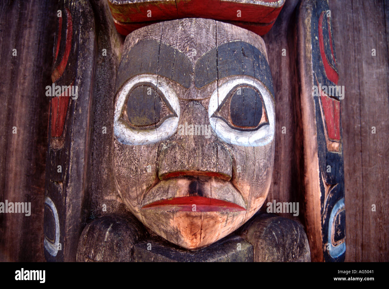 Detail of a Totem Pole carving, British Columbia, Canada Stock Photo ...
