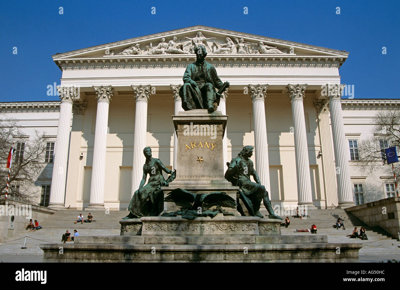 National Museum, Budapest, Hungary. Arany statue in foreground Stock ...