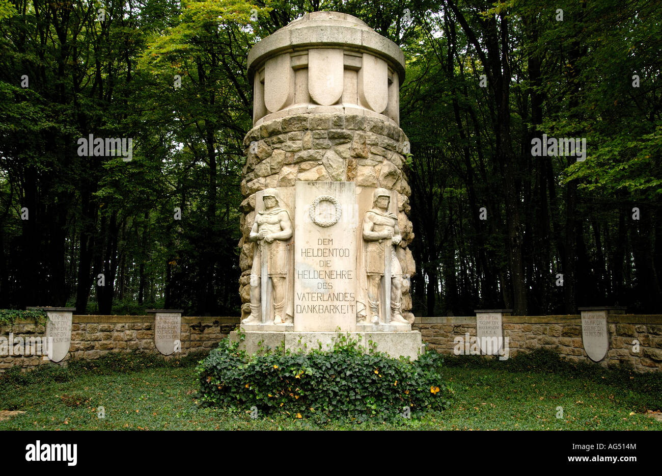 German war memorial in World War One cemetery in Bouligny, France Stock ...