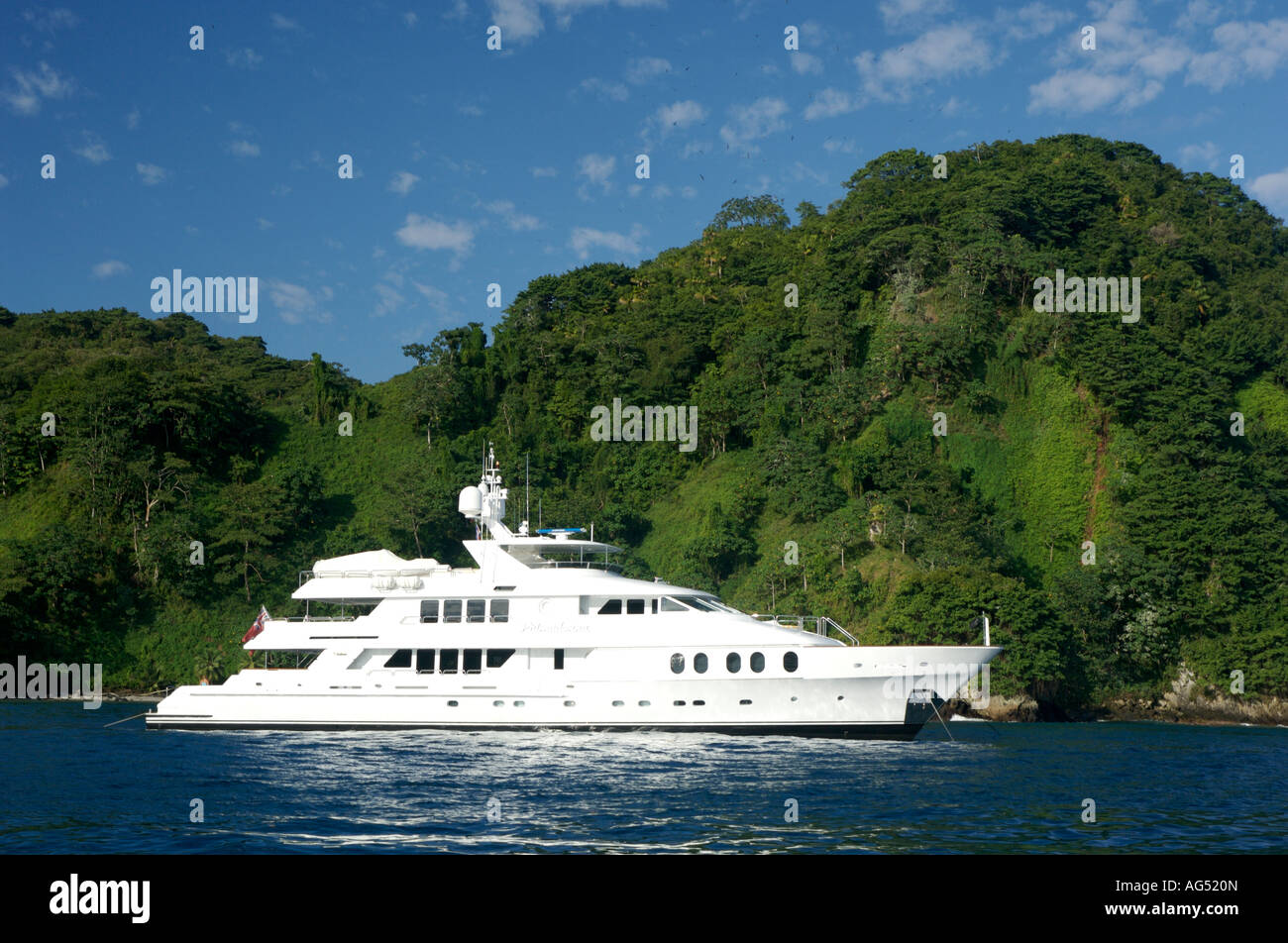 A private yacht at anchor in Cocos Island Costa Rica Stock Photo - Alamy