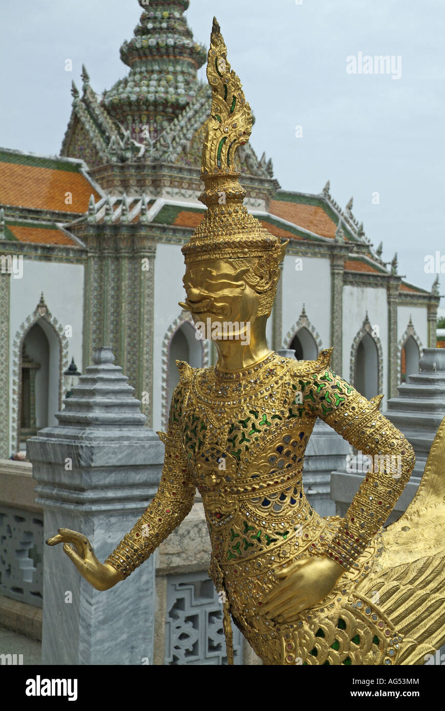 Golden statue in Wat Phra Kaeo, Grand Palace, Bangkok Thailand Stock ...