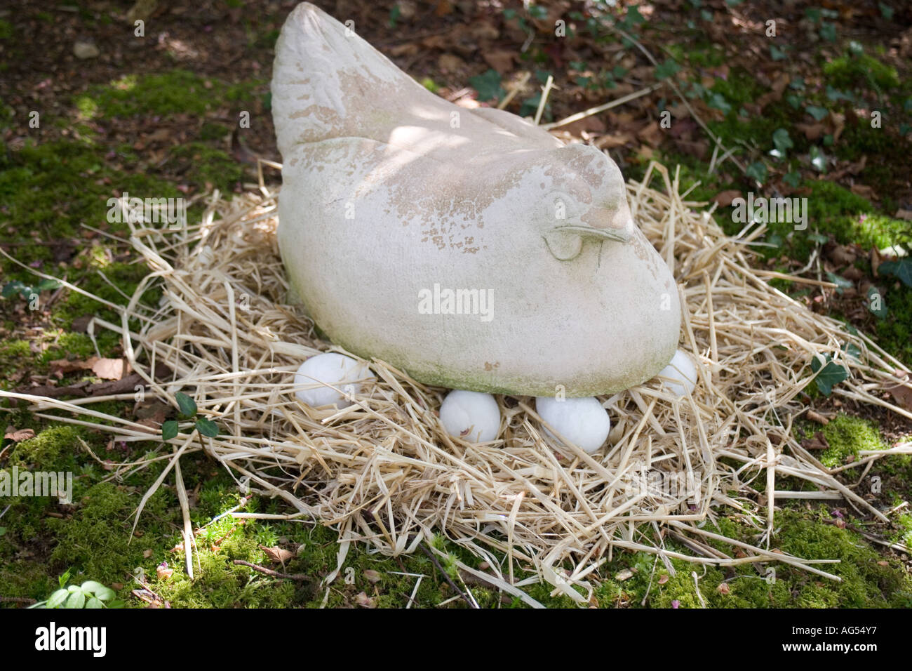 Garden ornament brooding fat hen in Knochanree Gardens Avoca Co Kildare ...