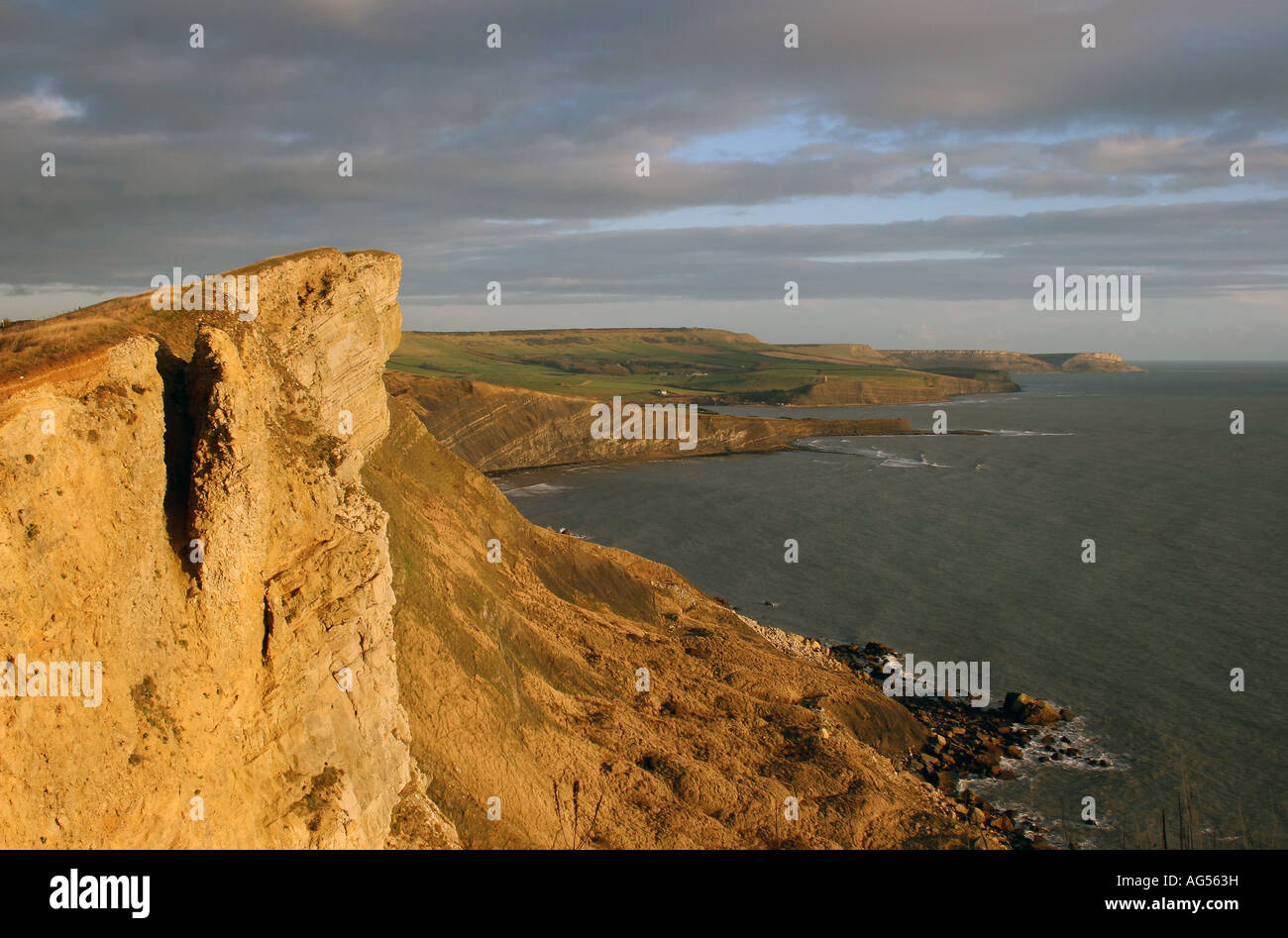 View to Kimmeridge Bay from Gad Cliff near Tyneham in Dorset Stock ...