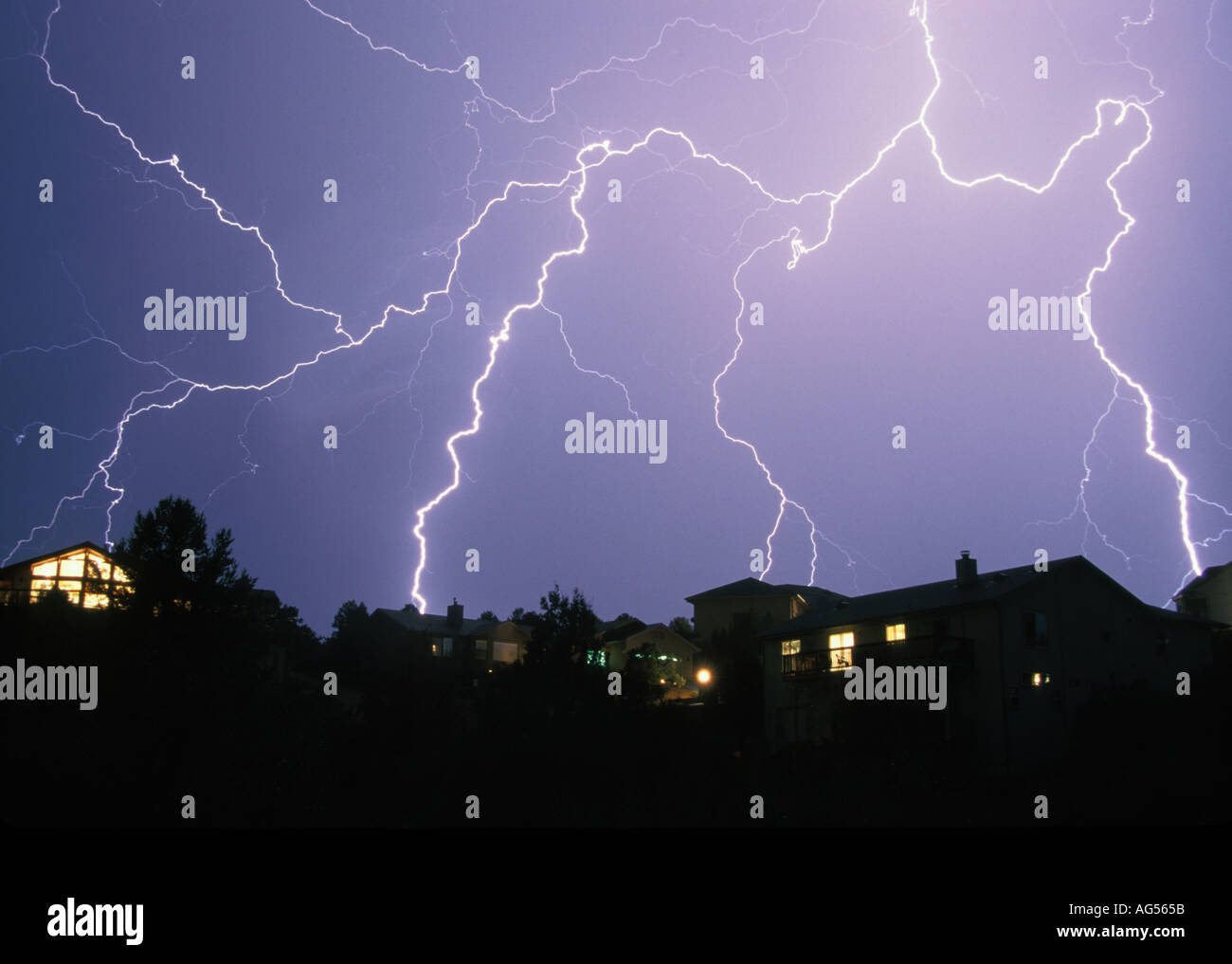 Lightning striking homes Stock Photo - Alamy