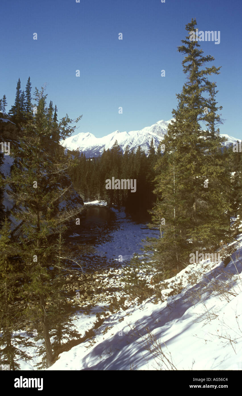 Maligne River in Winter Jasper National Park Alberta Canada Stock Photo ...