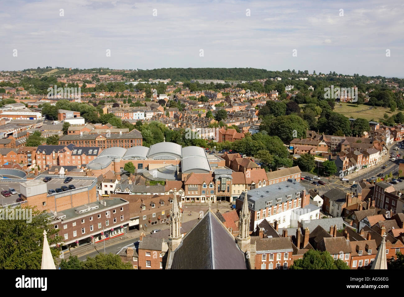 an aerial view of central Worcester showing shopping centre Stock Photo ...