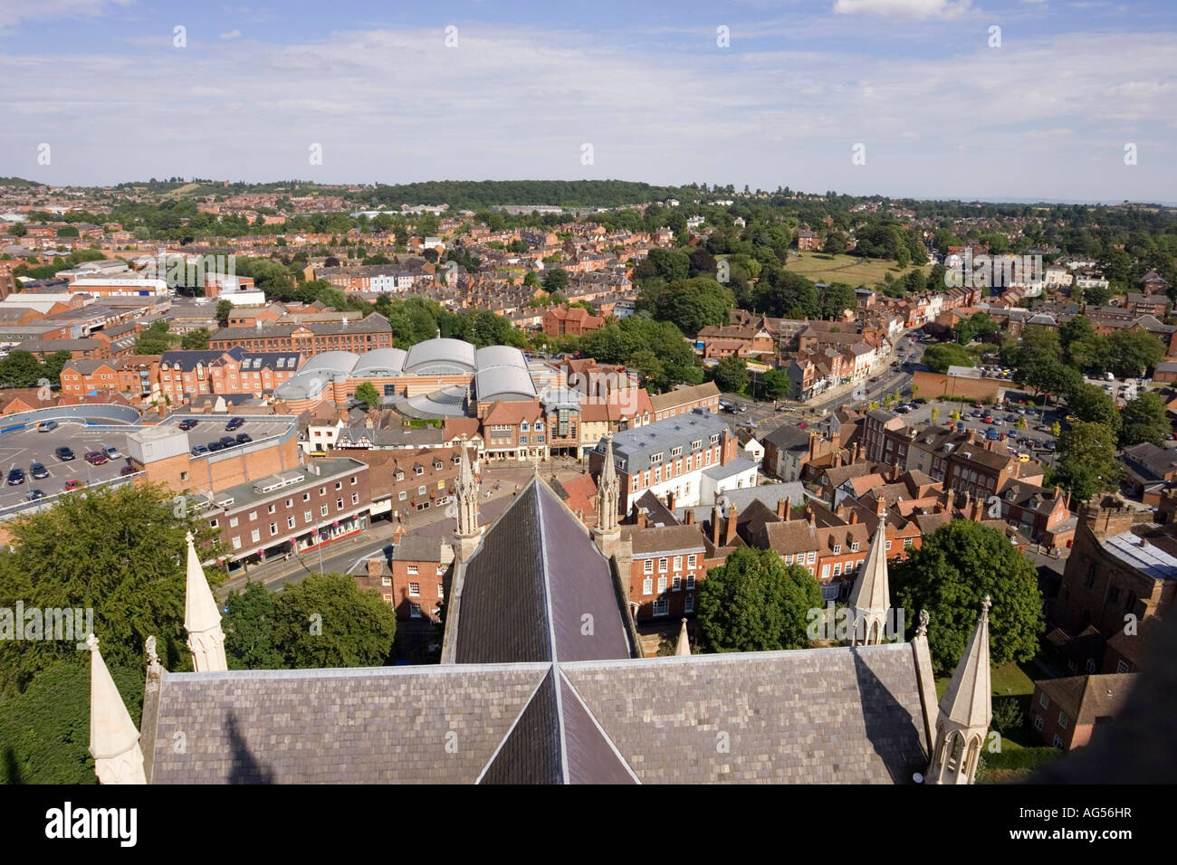 an aerial view of central Worcester showing shopping centre Stock Photo ...