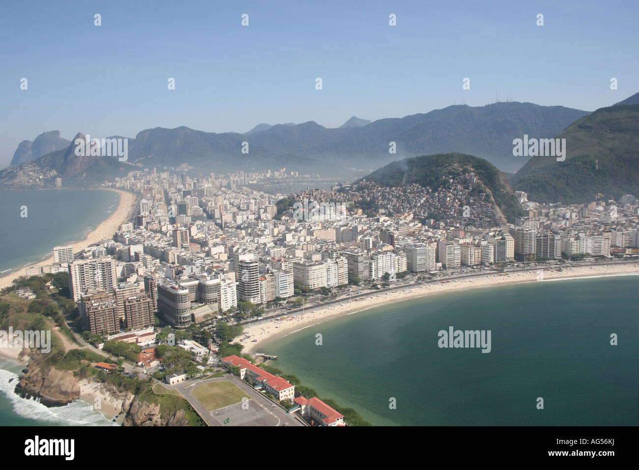 Aerial view of Copacabana and Ipanema beaches Rio de Janeiro Stock ...