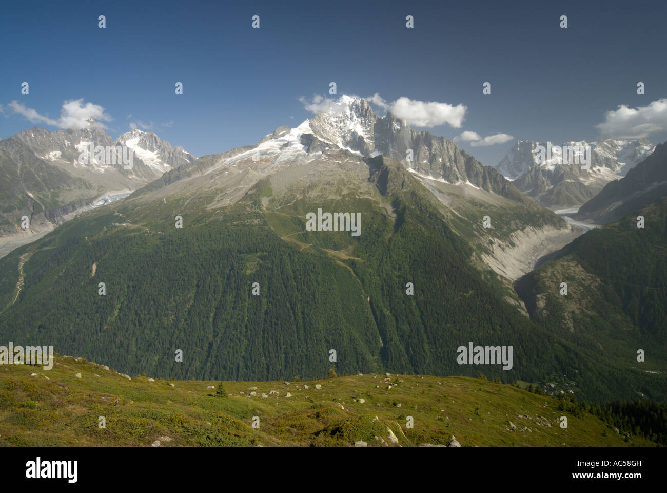View from Brevent of the Grands Montets, Chamonix Mt Blanc, France ...