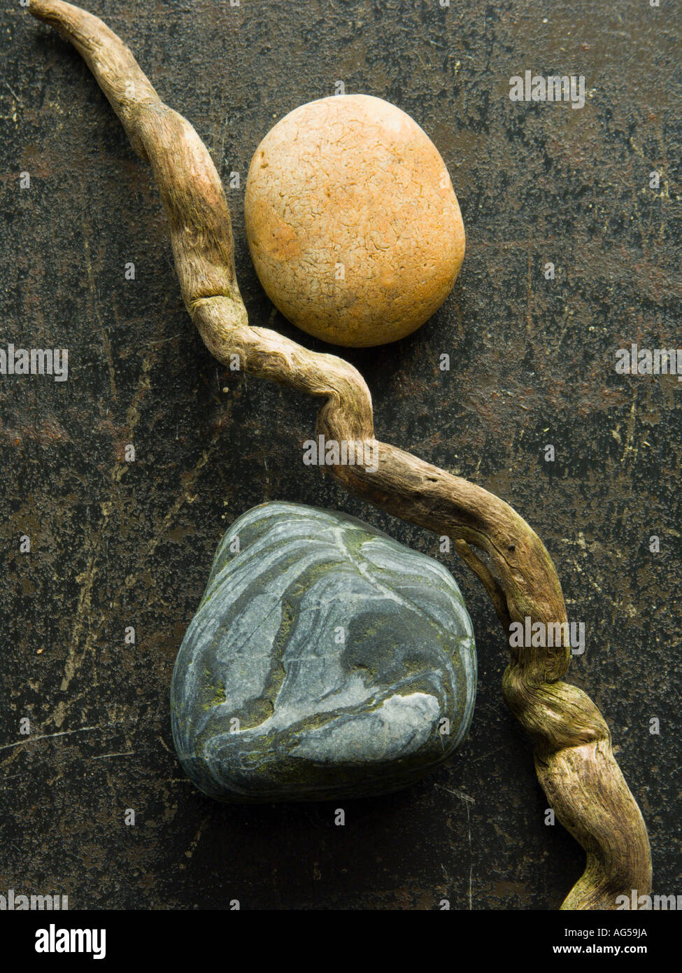 sea washed wood and pebbles Stock Photo - Alamy