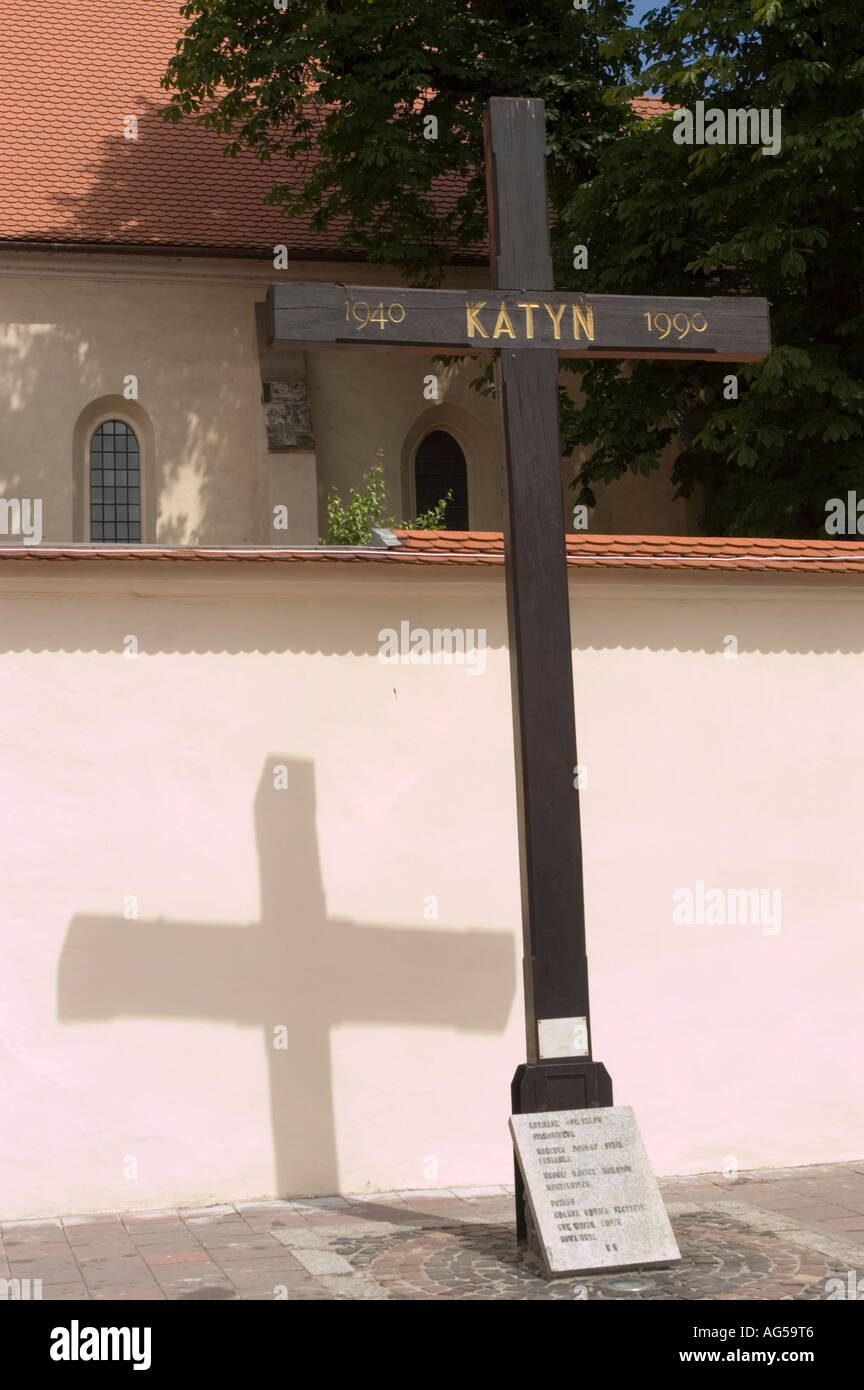 Wooden cross in memory of Katyn mass murder of Polish officers by ...
