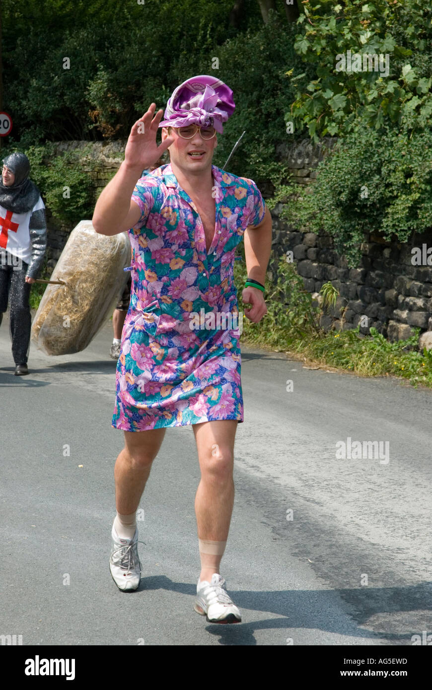 A runner in the 2006 Oxenhope Straw Race Stock Photo - Alamy