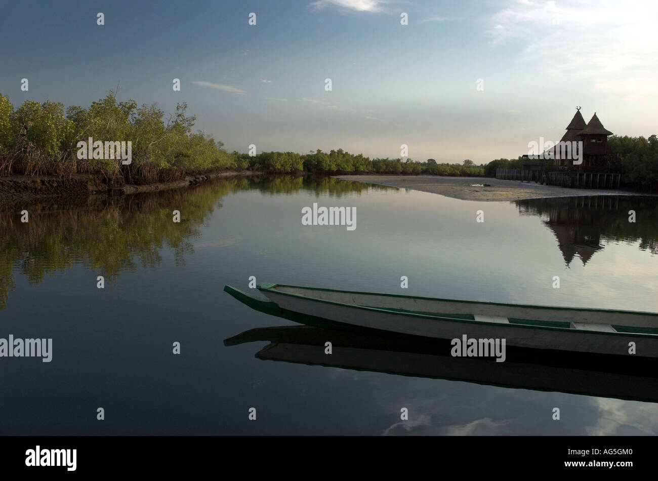 Pirogue on Mandina Bolong, River Gambia Stock Photo - Alamy