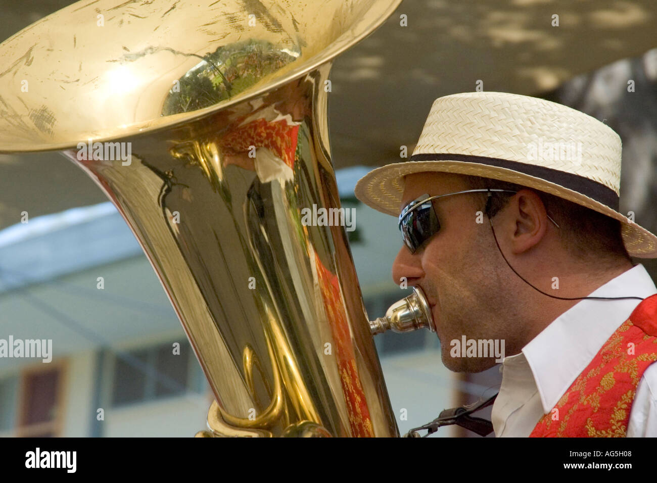 A man playing the tuba Stock Photo - Alamy