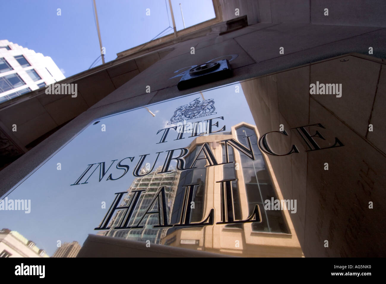 The Insurance Hall with brass name plate sign Aldermanbury EC2 London ...