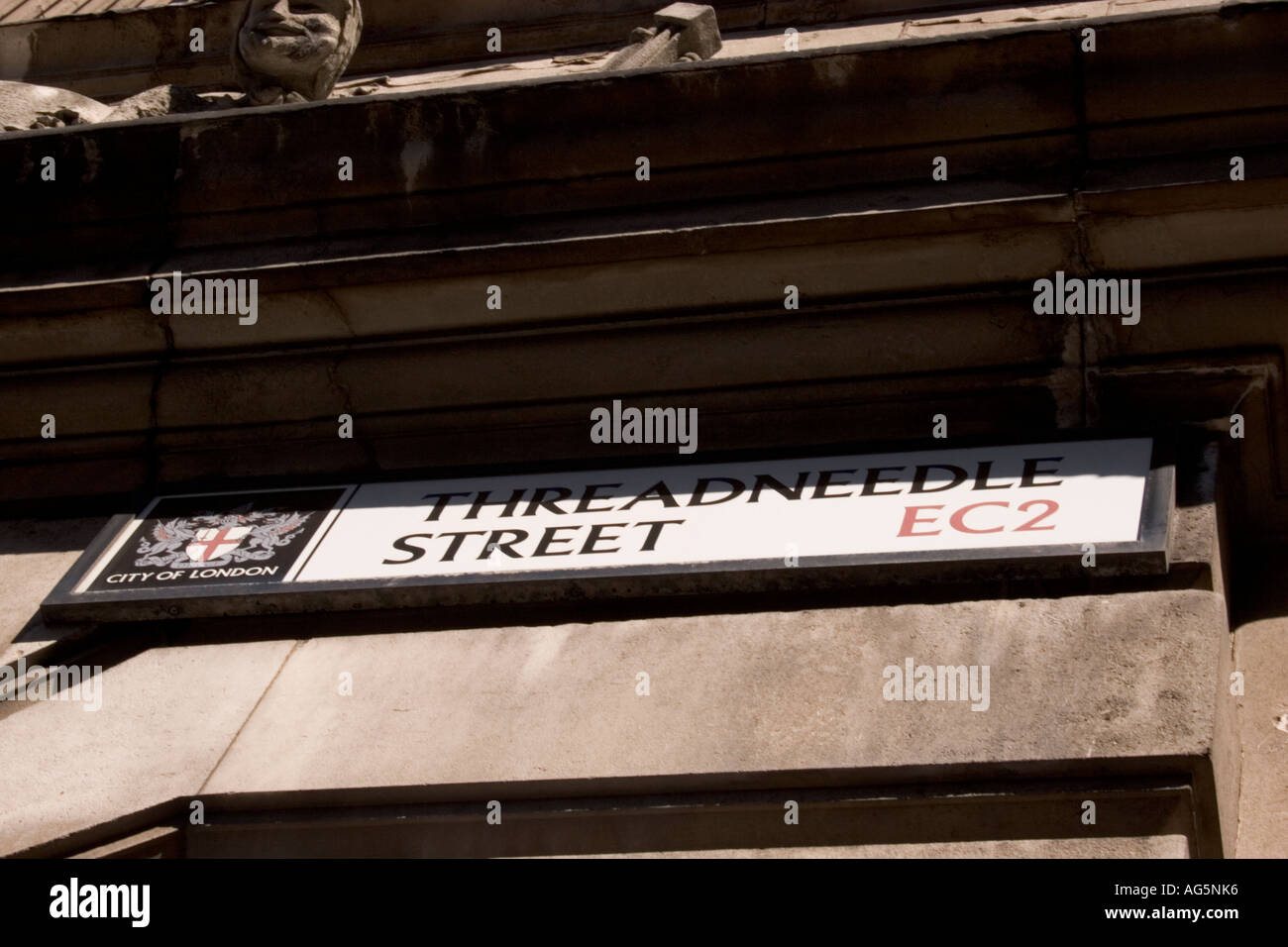 Threadneedle Street sign, City of London, street sign, home of the bank ...