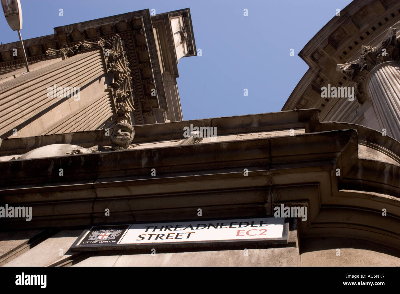 Threadneedle Street sign, City of London, street sign, home of the bank ...