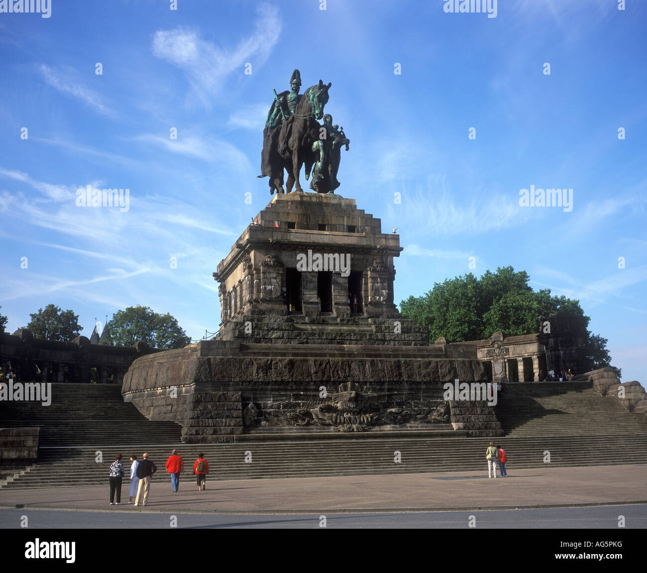 German Corner (Deutsches Eck) with the Equestrian statue of Kaiser ...